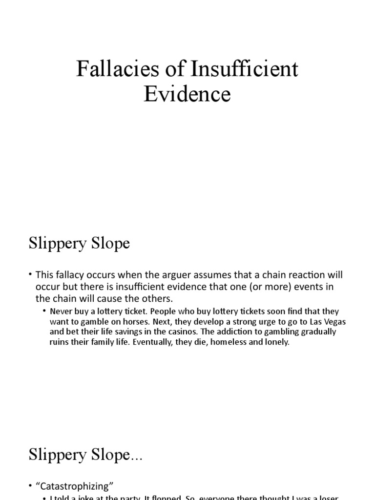 Fallacies of Insufficient Evidence | PDF | Argument | Fallacy
