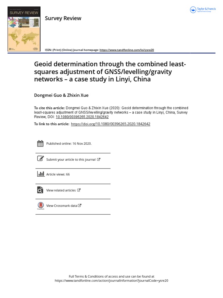 Geoid Determination Through The Combined Least Squares Adjustment of GNSS Levelling Gravity ...