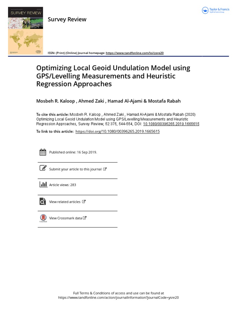 Optimizing Local Geoid Undulation Model Using Gps Levelling Measurements And Heuristic