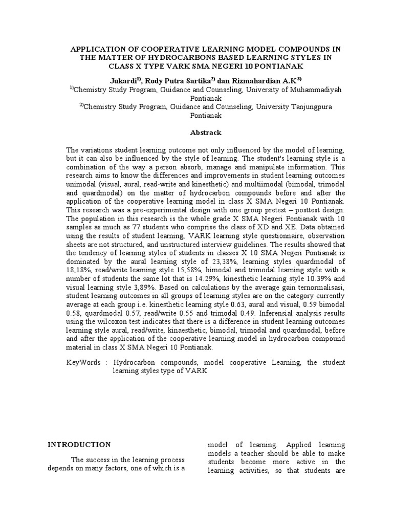 Application of Cooperative Learning Model Compounds in The Matter of ...