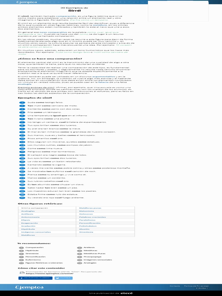30 Ejemplos de Símil (Explicado) | PDF | Técnicas Retóricas