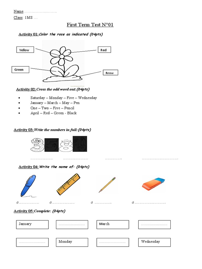1MS - 2ng Generation - First Term Test - 2016-2017 | PDF