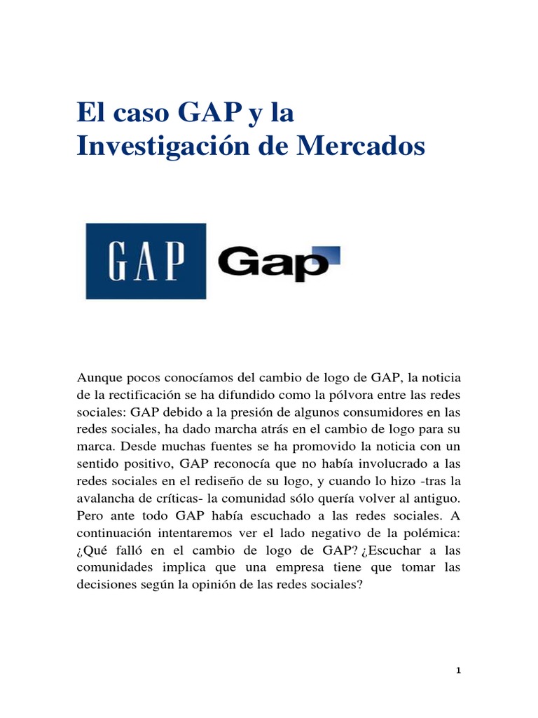CASO GAP y La Investigación de Mercados | PDF | Marca | Empresas