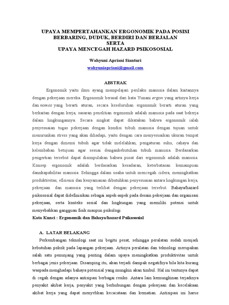Ergonomik dan Hazard Psikososial di Kerja | PDF
