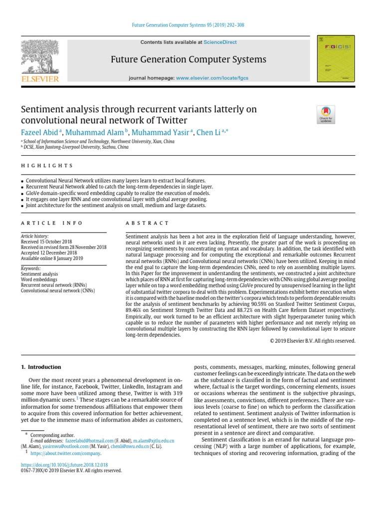 Future Generation Computer Systems: Fazeel Abid Muhammad Alam Muhammad ...