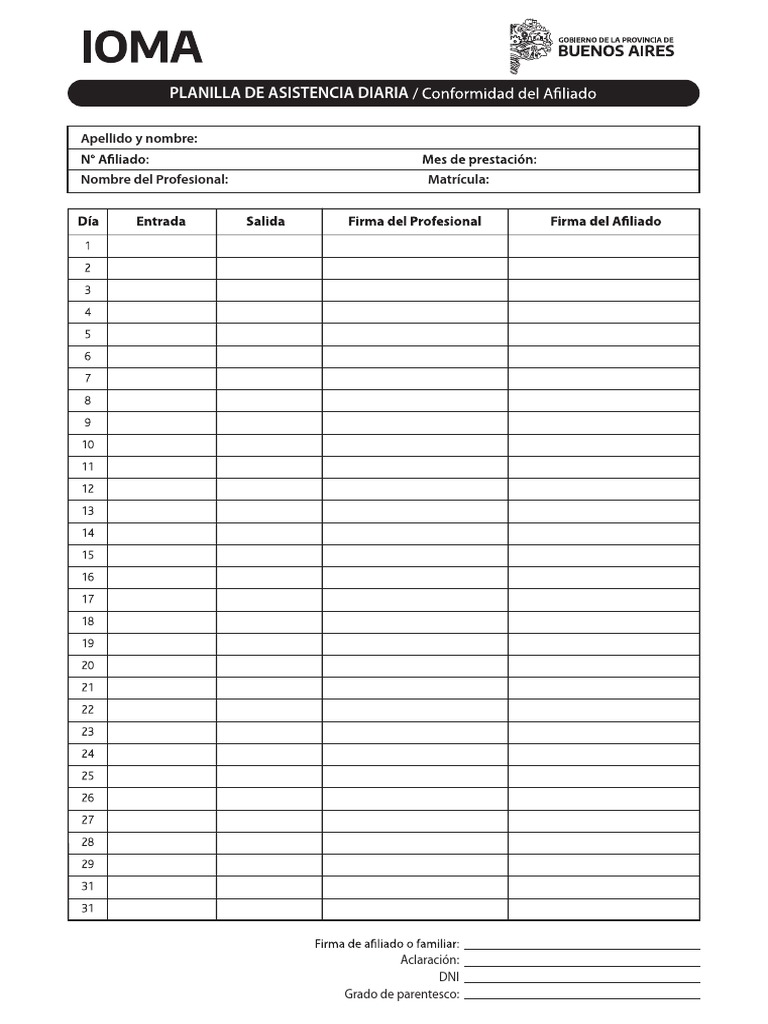 Planilla Asistencia Diaria 03 25 | PDF