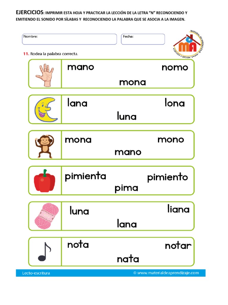Actividades Letra N | PDF
