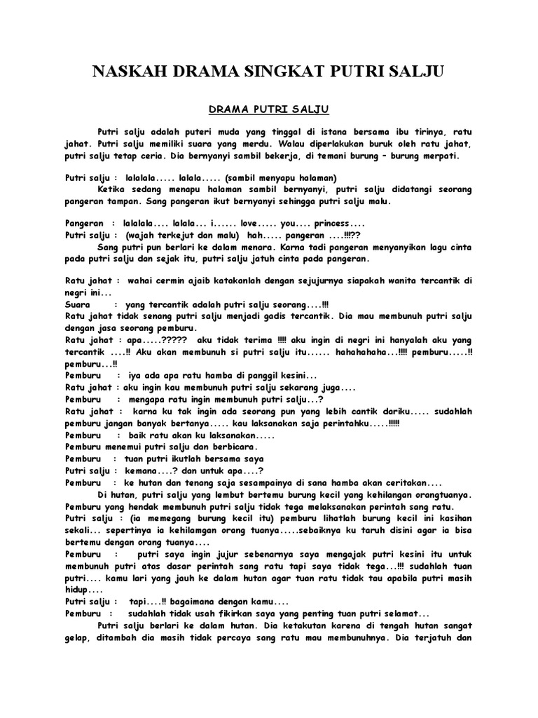 Naskah Drama Singkat Putri Salju | PDF