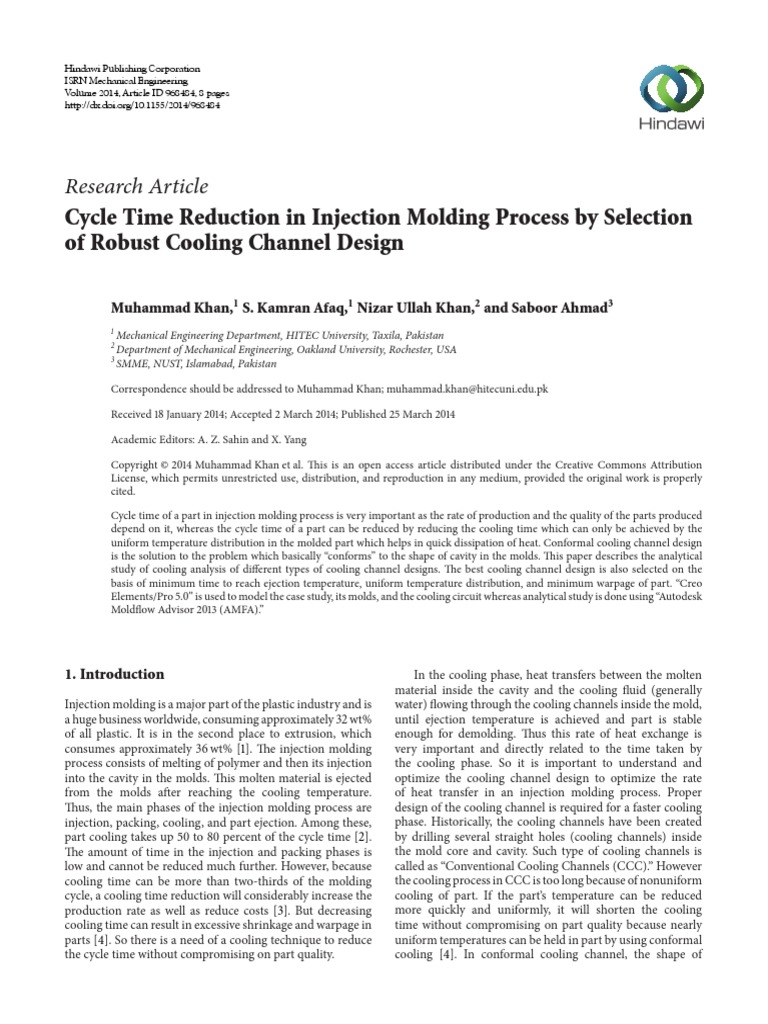 Cycle Time Reduction in Injection Molding Process | PDF | Chemistry ...