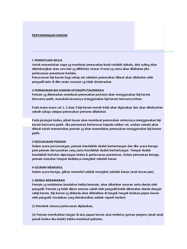 Pertandingan Karom | PDF