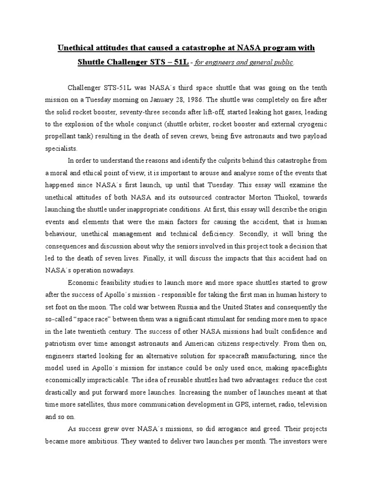 Ethics Breach in NASA Launch | PDF | Space Shuttle | Space Shuttle ...