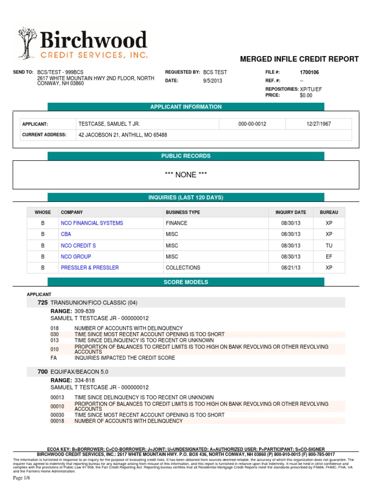 Merged Credit Report Sample | PDF | Credit History | Fannie Mae