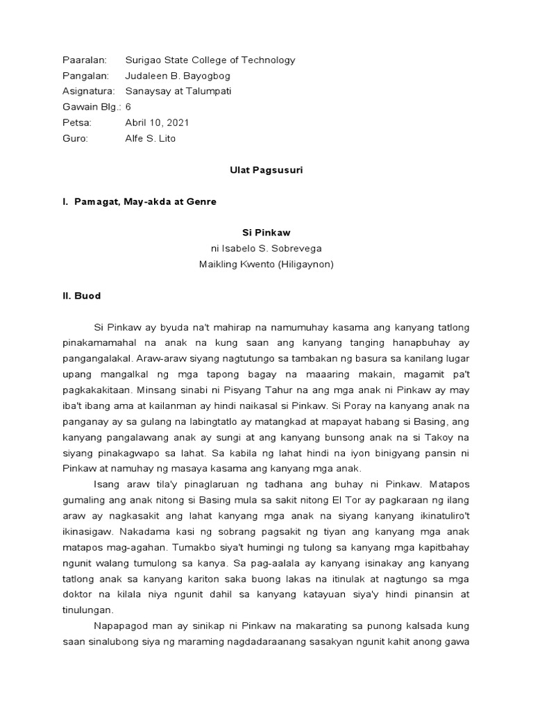 Pagsusuri NG Akda | PDF