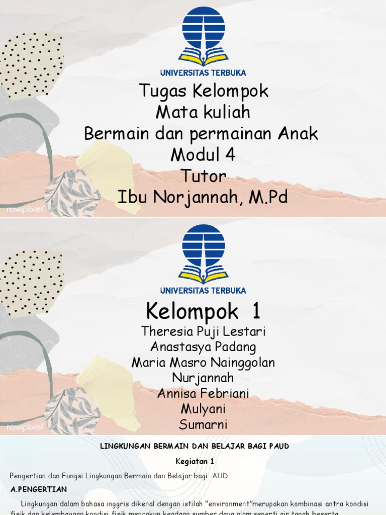 Tugas Kelompok 1 MODUL 4 MK - Bermain Dan Permainan Anak | PDF | Sains ...