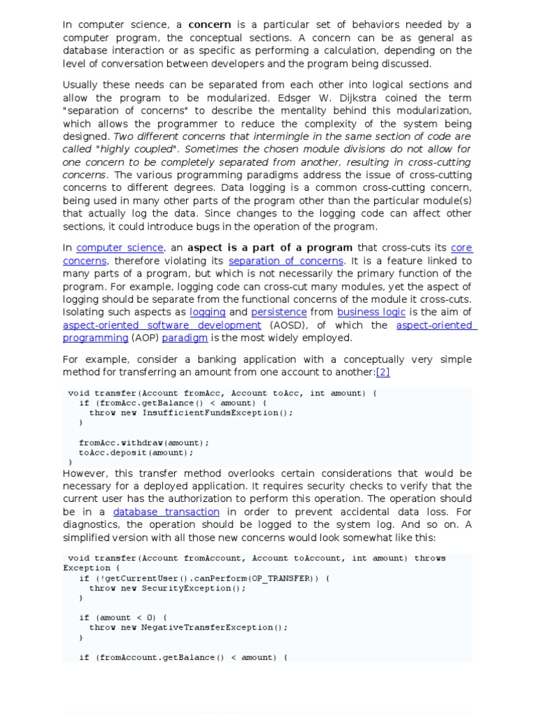 Computer Science Core Concerns Separation of Concerns | PDF | Programming Paradigms | Software ...