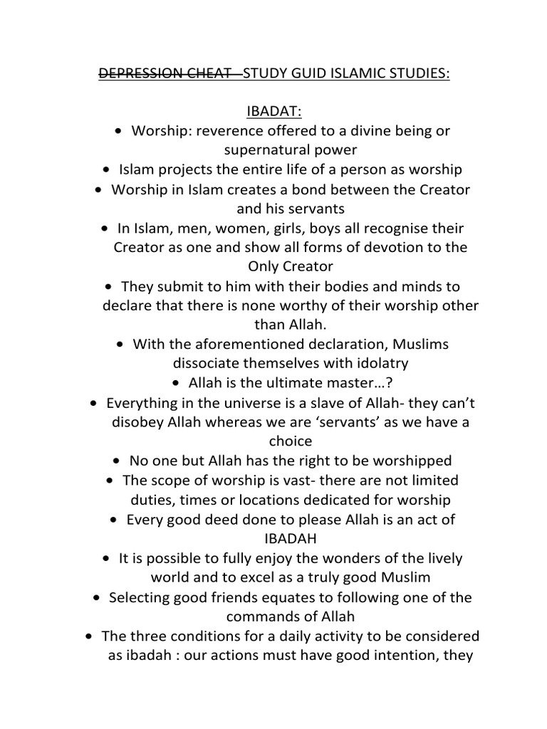 Year 9 Islamic Studies Notes | PDF | Worship | Religious Behaviour And ...