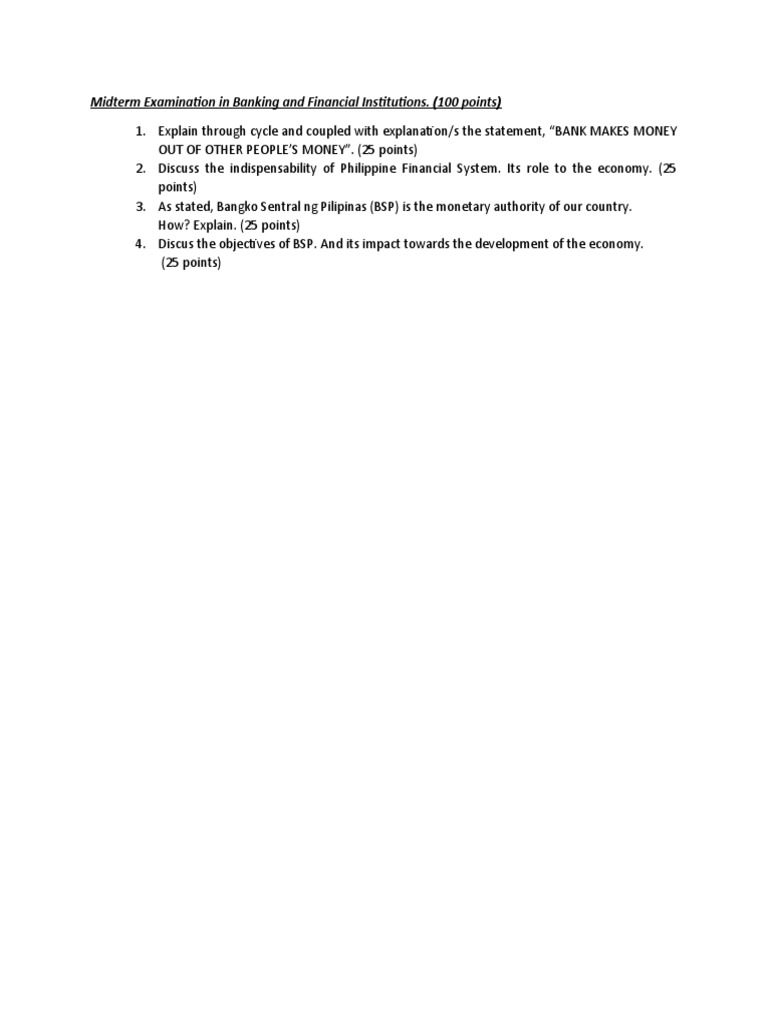 BFI Midterm Exam | PDF