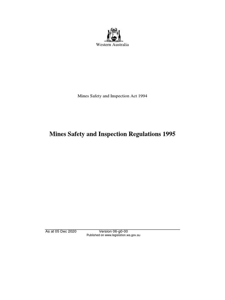 Mines Safety and Inspection Regulations 1995 | PDF | Noise | Mining