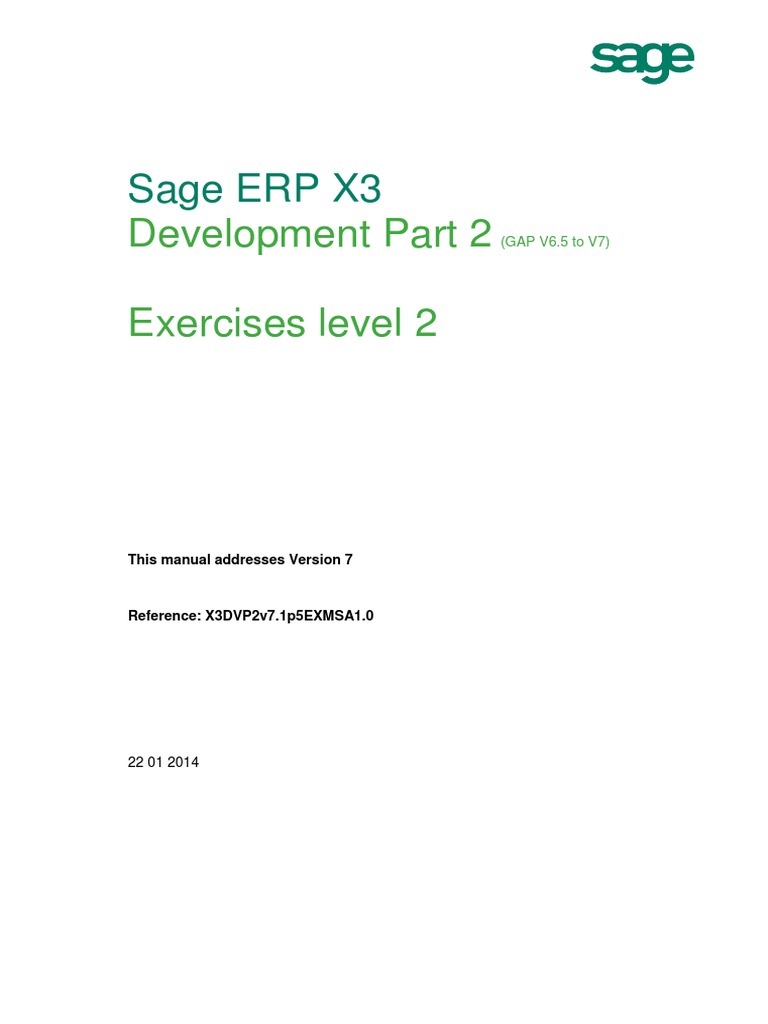 Sage ERP X3: Development Part 2 Exercises Level 2 | PDF | Class ...