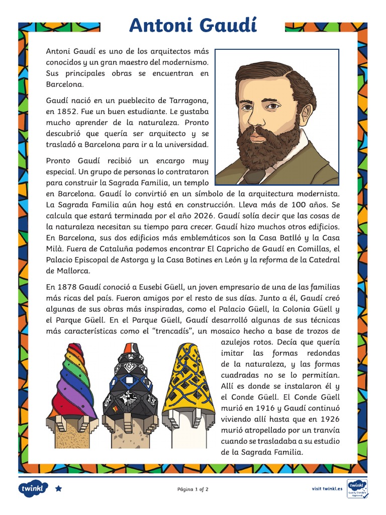 Biografia de Antonio Gaudí - Arte | PDF