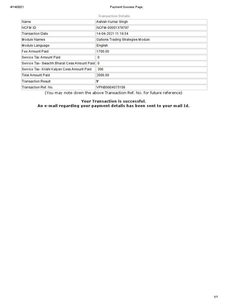 Payment Success Page | PDF