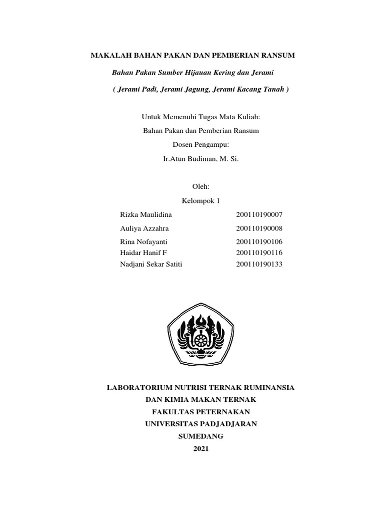 1 Kelompok 1 - Bahan Pakan Sumber Hijauan Kering Dan Jerami (Koreksi) | PDF