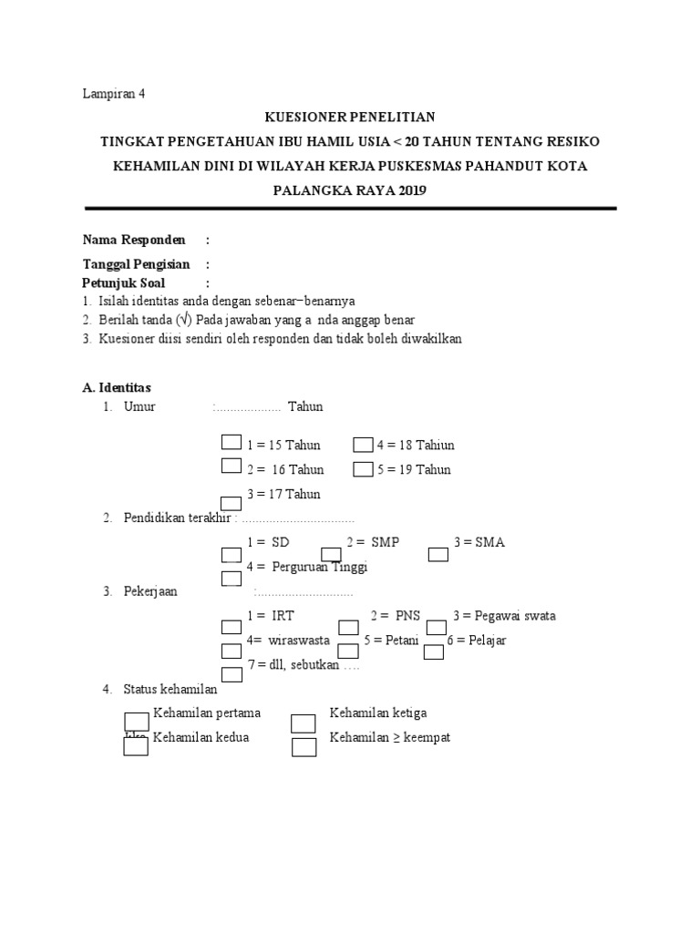 Kuesioner | PDF | Kesehatan Holistik