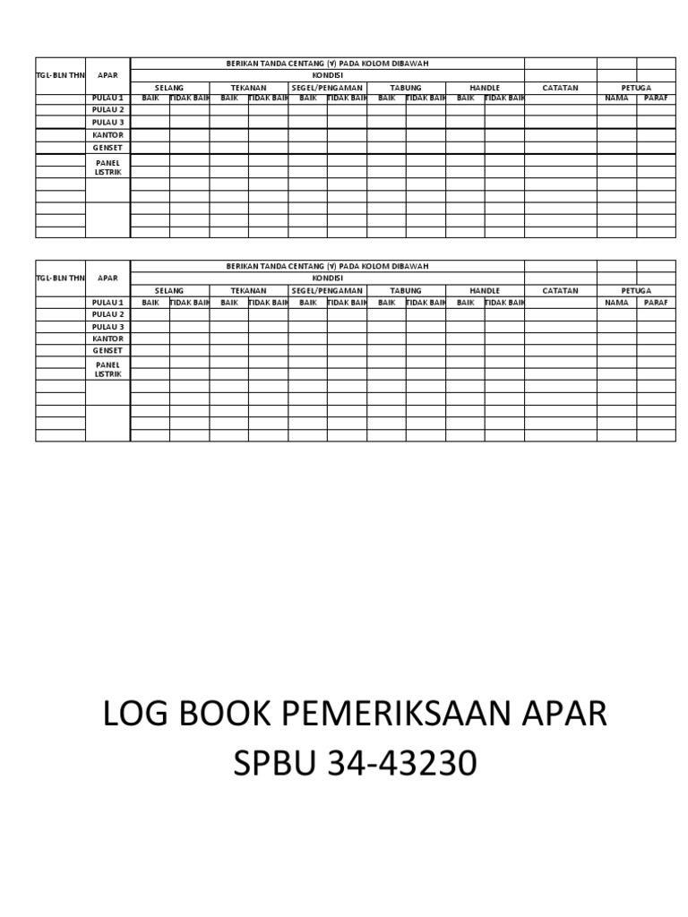 Format Pemeriksaan Apar Spbu | PDF