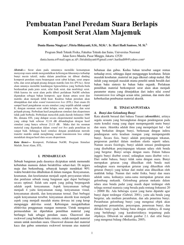 Panel Peredam Suara Komposit Serat Alam | PDF | Sains & Matematika