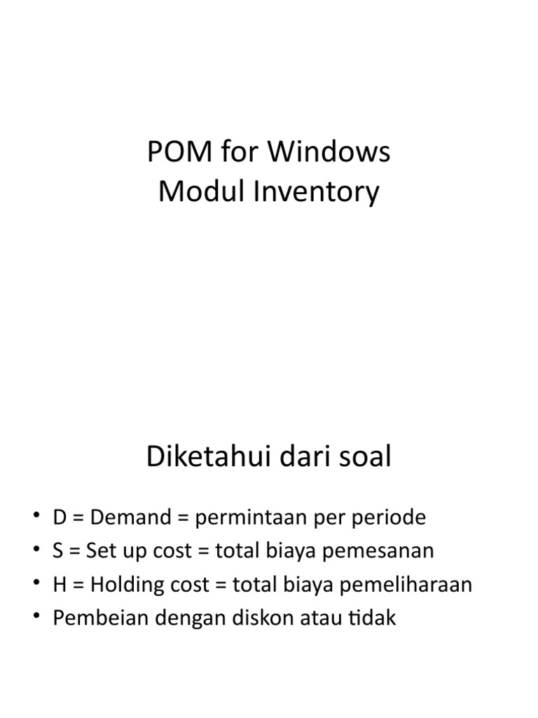 POM For Windows - Modul Inventory | PDF
