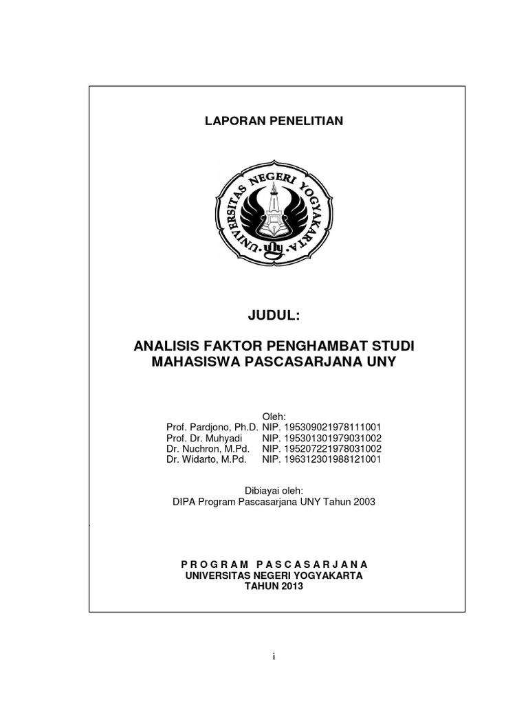 Faktor Penghambat Studi Mahasiswa PPs UNY | PDF