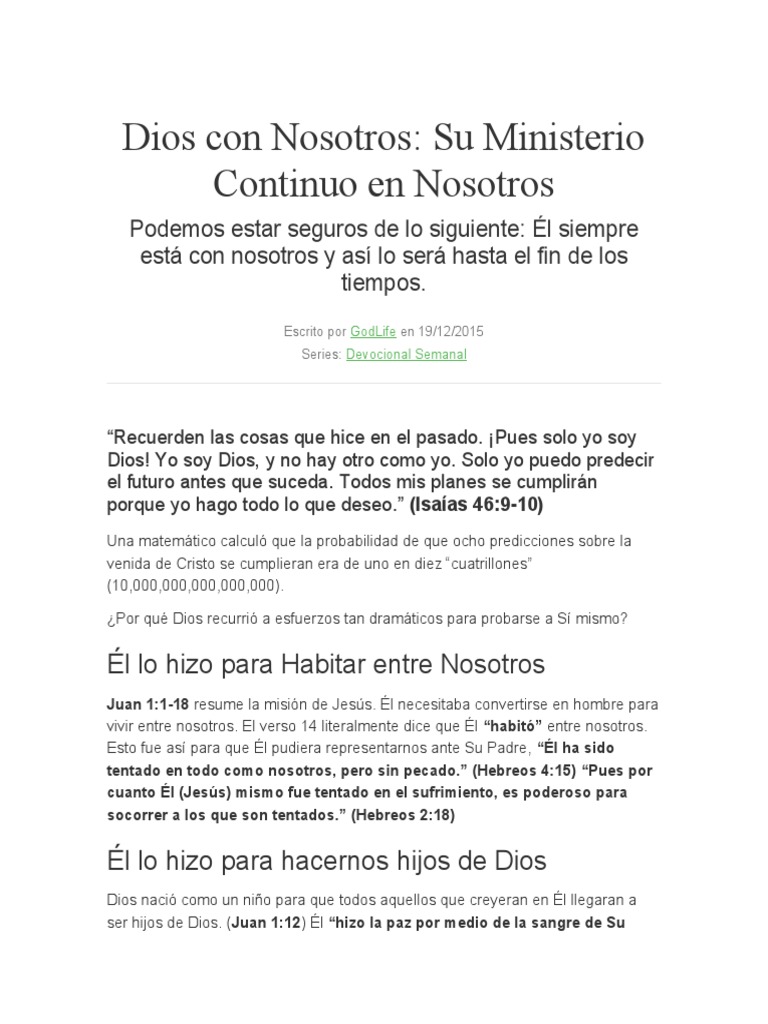 Devocional Dios Con Nosotros | PDF | Cristo (título) | Jesús