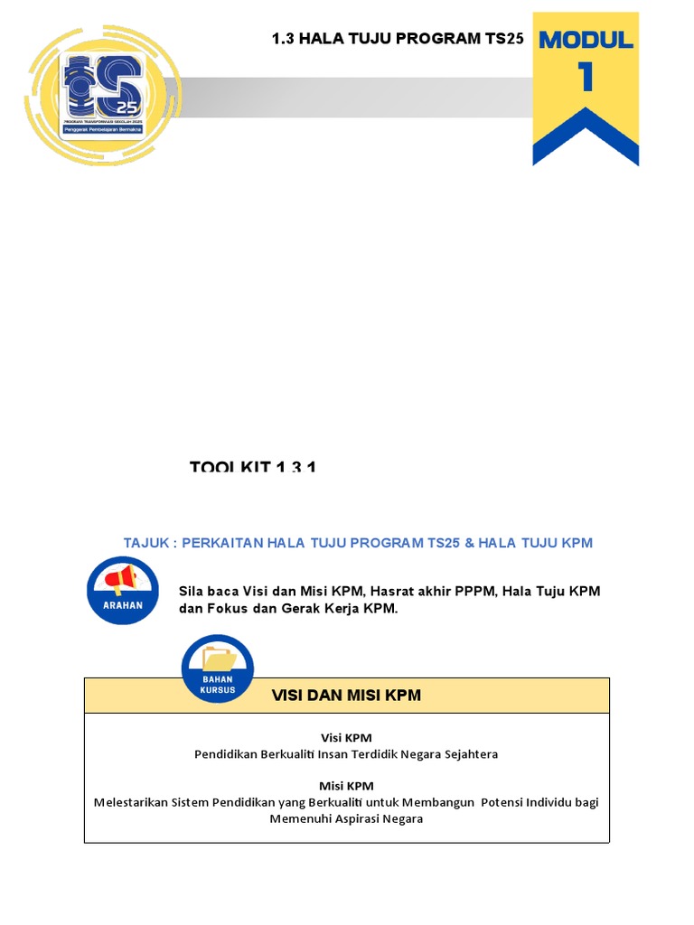 1.3.1 Perkaitan Hala Tuju Program Ts25 Vs Hala Tuju KPM | PDF