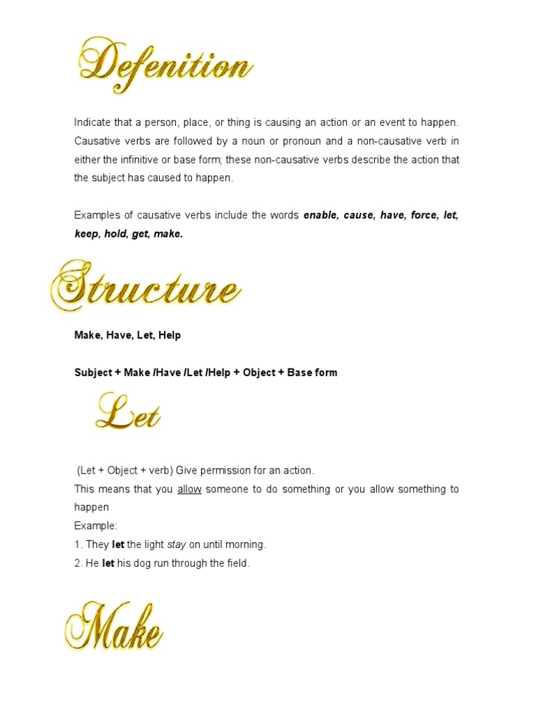 Keep, Hold, Get, Make.: Make, Have, Let, Help | PDF | Verb ...