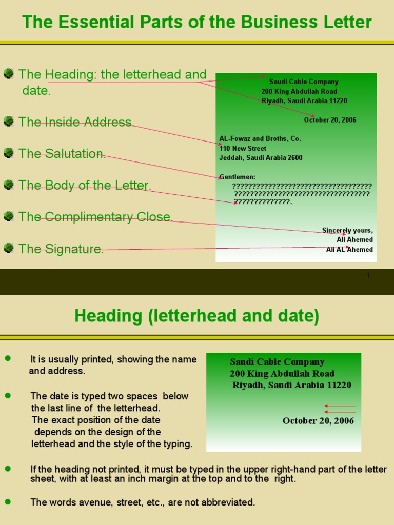 Essential Components of a Business Letter | PDF | Saudi Arabia | Paragraph