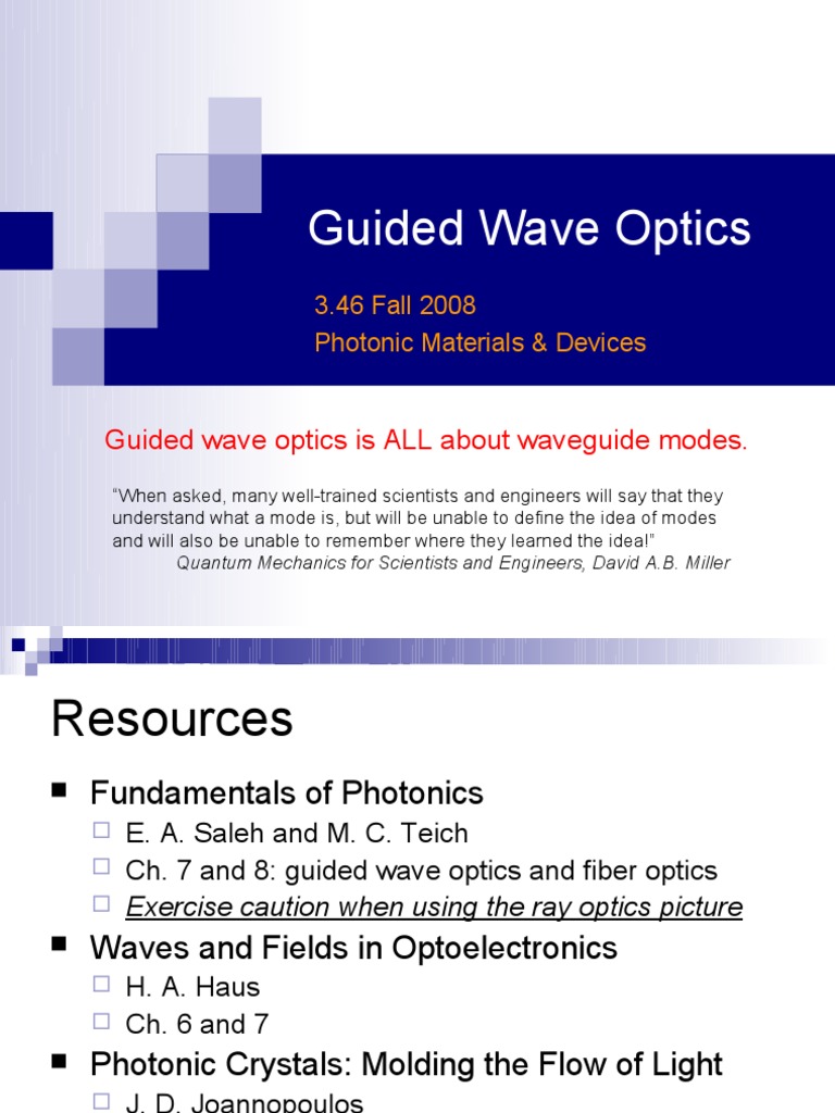 Guided Wave Optics Is ALL About Waveguide Modes | PDF | Waveguide ...