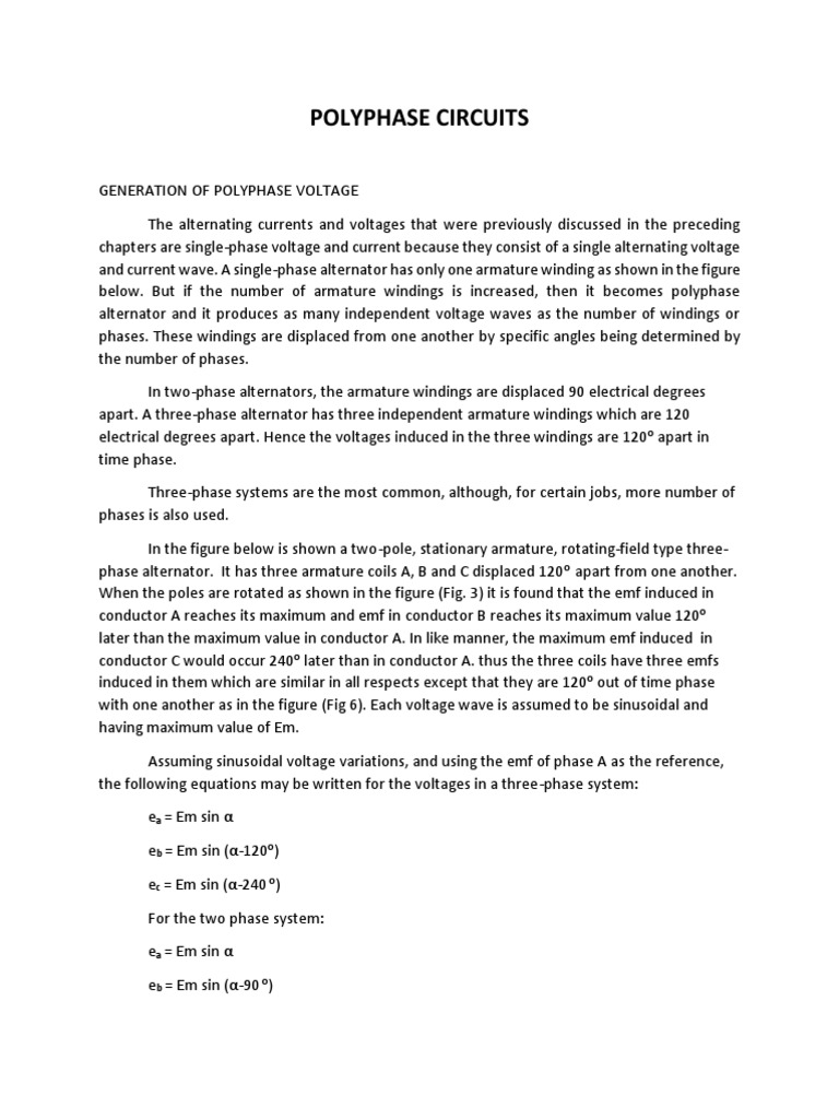 Generation of Polyphase Voltage | PDF | Electrical Components ...
