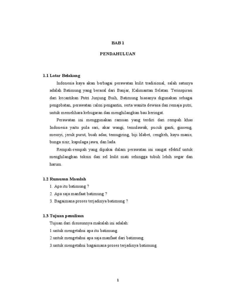 Batimung: Spa Tradisional Banjar | PDF