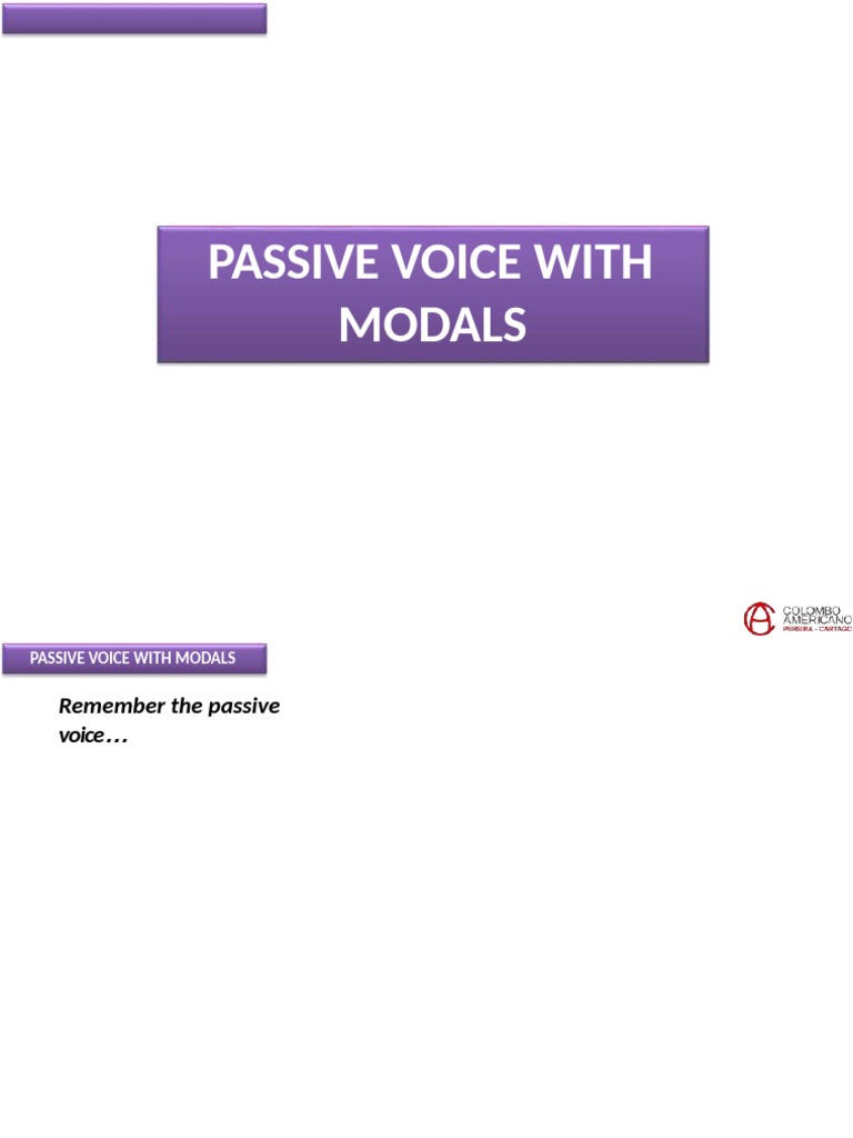 Passive Voice With Modals | Download Free PDF | Verb | Grammatical ...