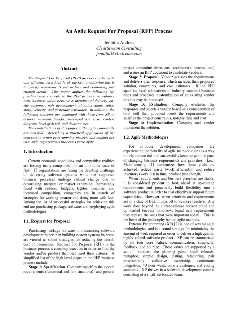 Agile RFP Process for IT Teams | PDF | Use Case | Agile Software ...