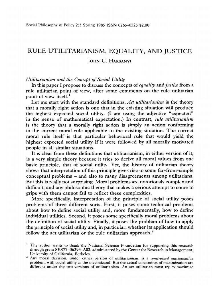 Rule Utilitarianism, Equality, and Justice | PDF | Utilitarianism | Utility