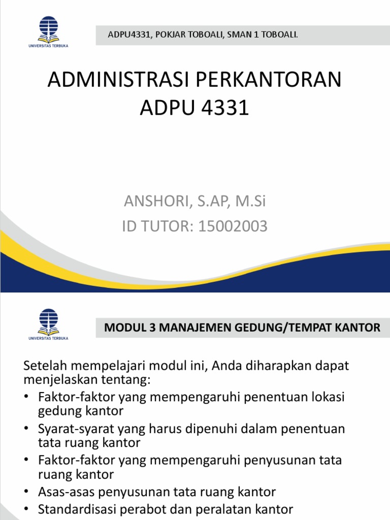 Pertemuan 3, Adpu4331, Adm Perkantoran, 25 Okt 2020 | PDF | Bisnis | Komputer