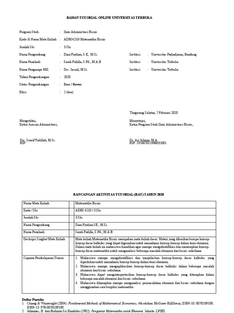 RAT Matematika Bisnis v1 2 | PDF