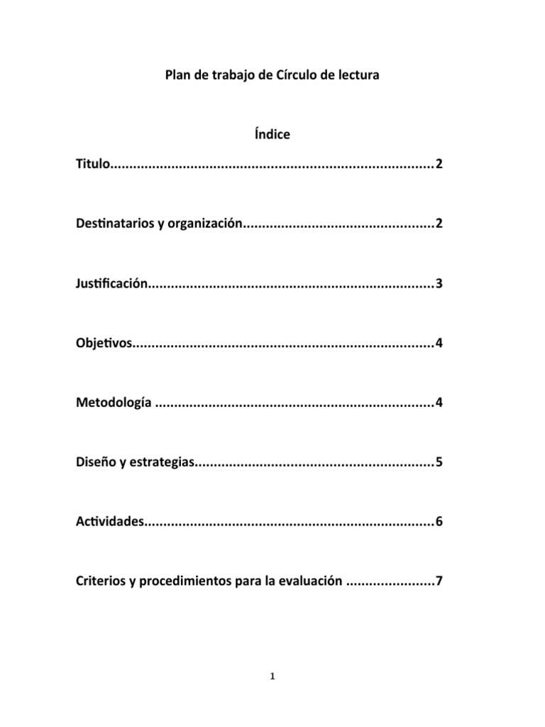 Plan para Circulo de Lectura | PDF | Lectura (proceso) | Comprensión ...