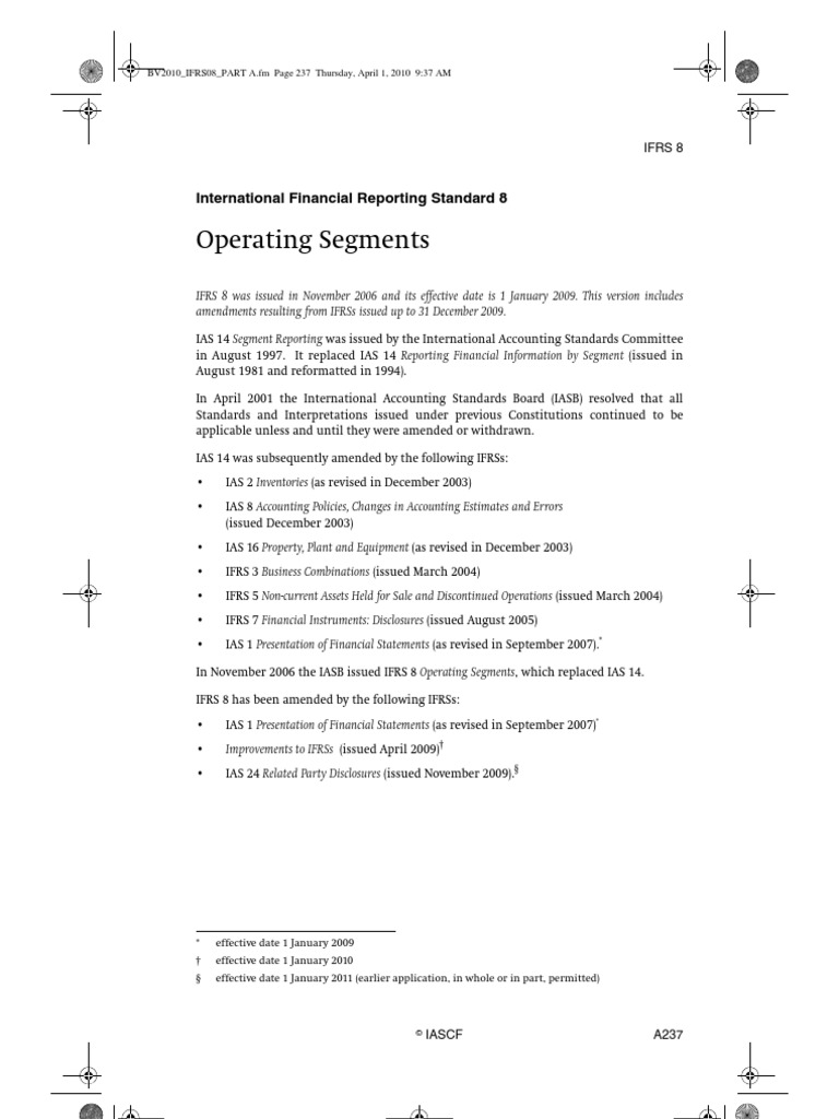 Operating Segments: International Financial Reporting Standard 8 | PDF ...