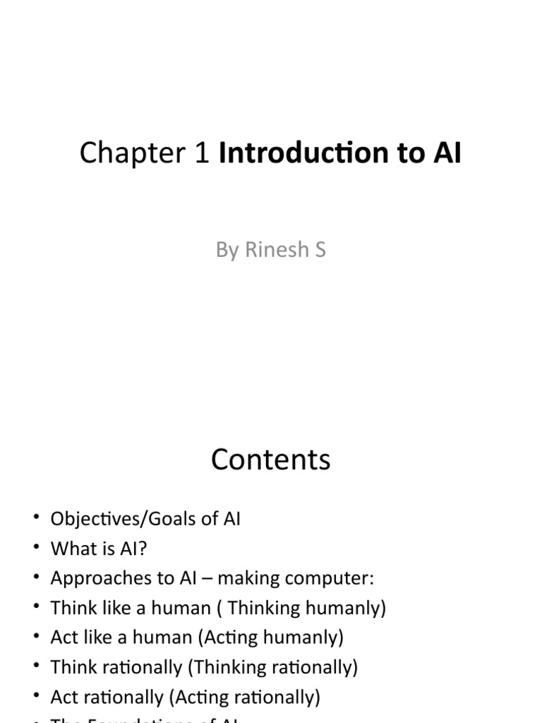 Chapter1 Introduction To AI | PDF | Artificial Intelligence | Intelligence (AI) & Semantics