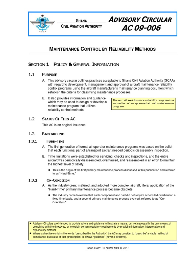 Aircraft Maintenance Reliability Guidelines | PDF | Reliability ...