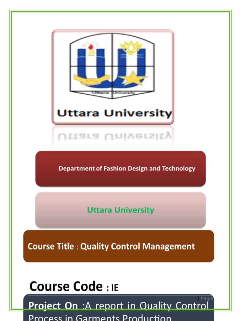 QCM - Report On Garments Quality Control Management by Satex | PDF ...