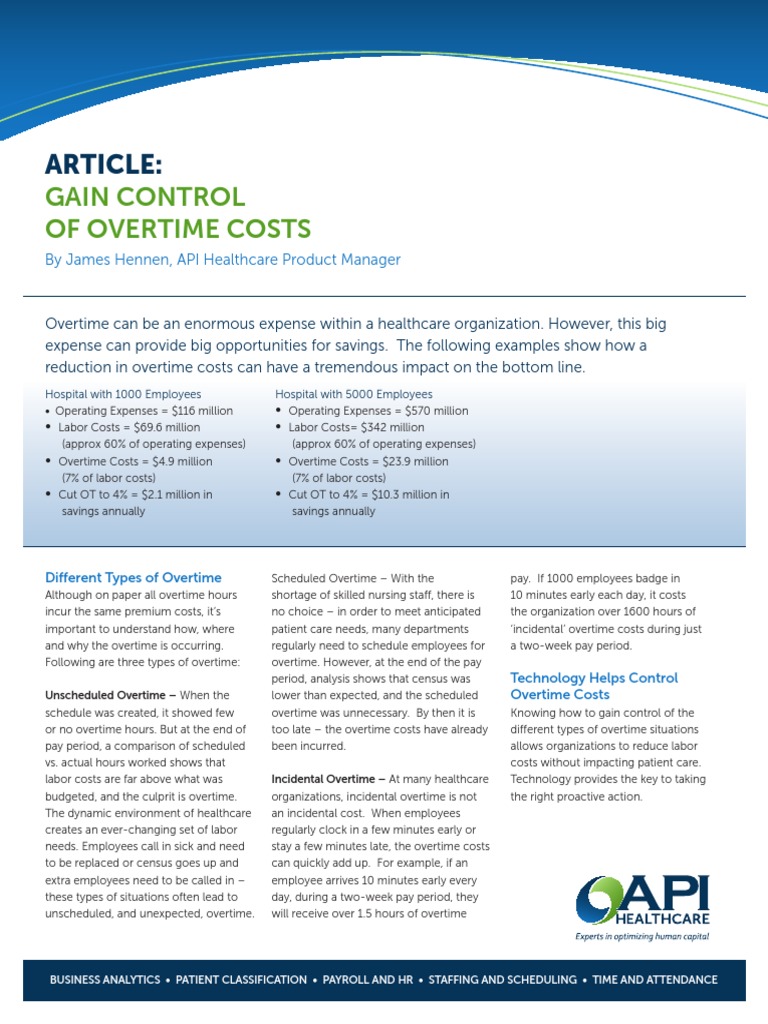 Gain Control of Overtime Costs | PDF | Overtime | Health Care