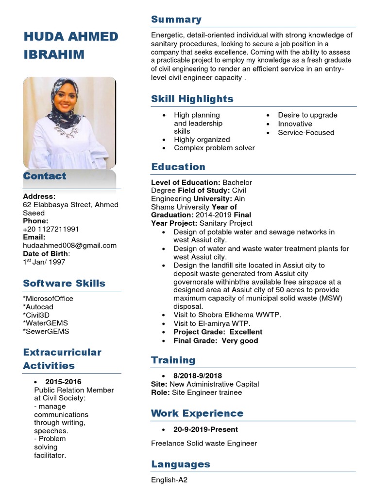 Huda Ahmed Ibrahim-Cv | PDF | Waste | Water